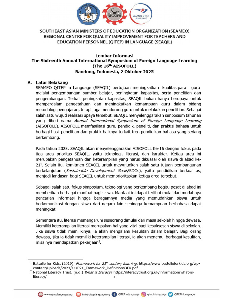 Lembar Informasi AISOFOLL Ke16 Final | PDF