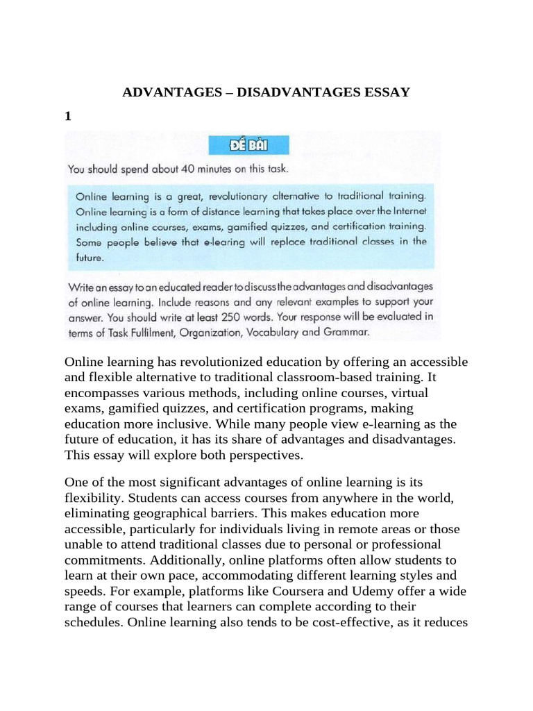 Đề Luyện Advantages-disadvantages Essay | PDF | Educational Technology ...