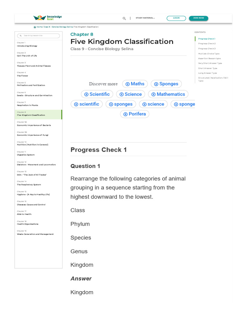 Chapter 8 Five Kingdom Classification | PDF | Invertebrate | Biology