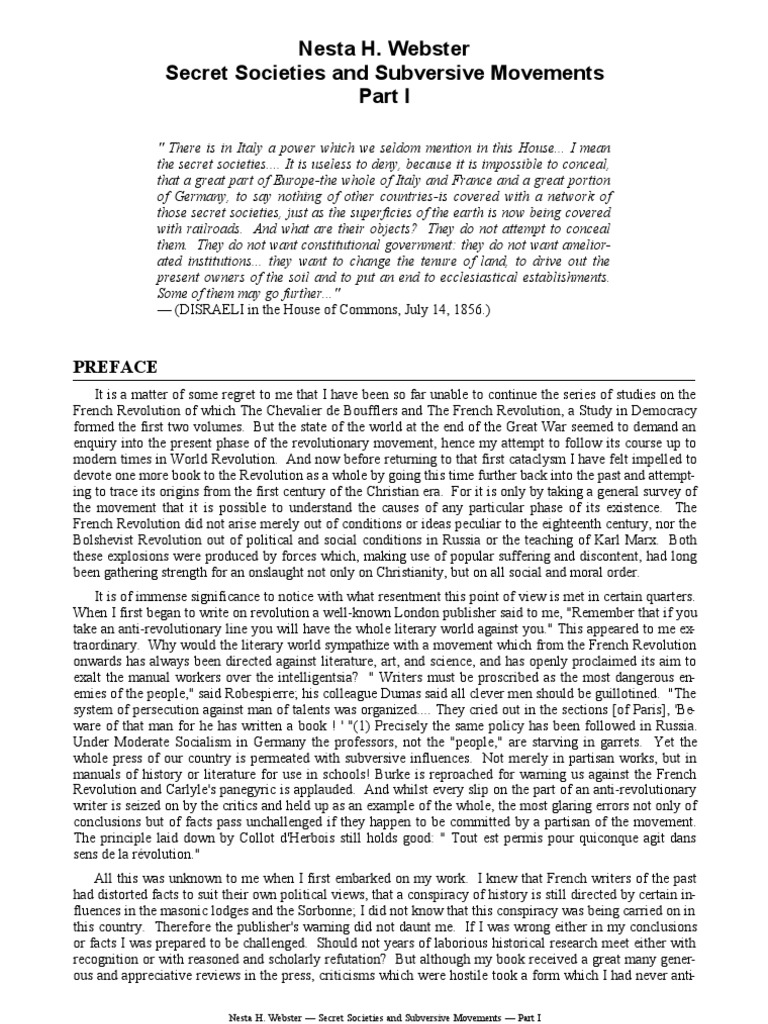 Nesta H. Webster - Secret Societies and Subversive Movements | PDF