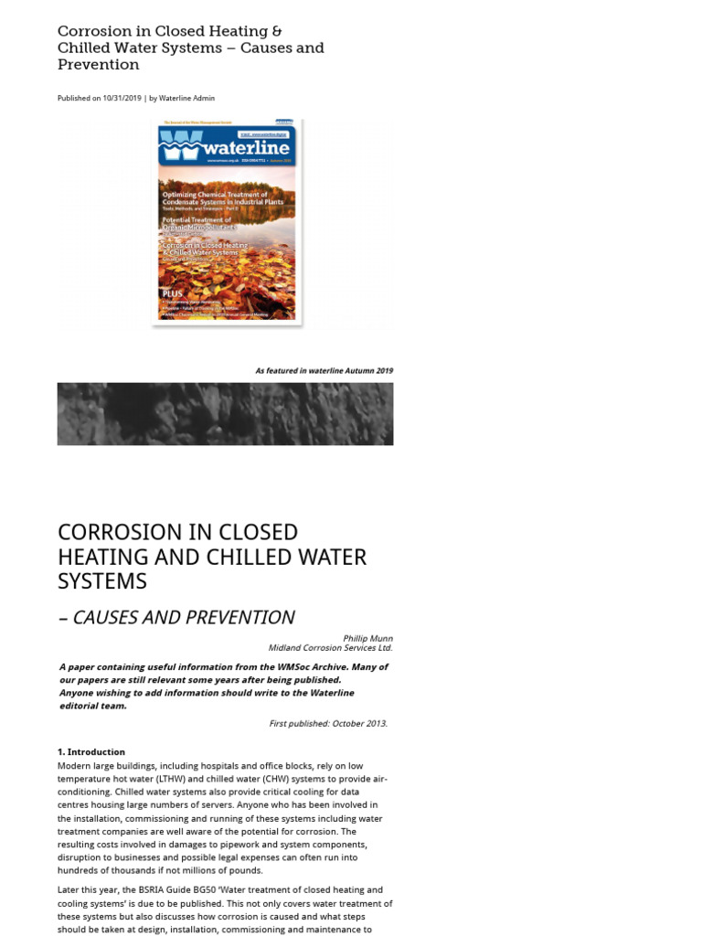 Corrosion in Heating & Chilled Water Systems | PDF | Corrosion ...
