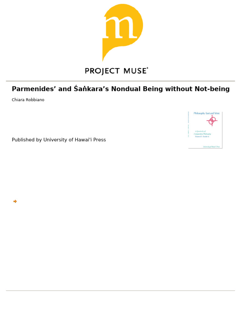 Parmenides’ and Śaṅkara’s Nondual Being Without Not-being (Robbiano ...