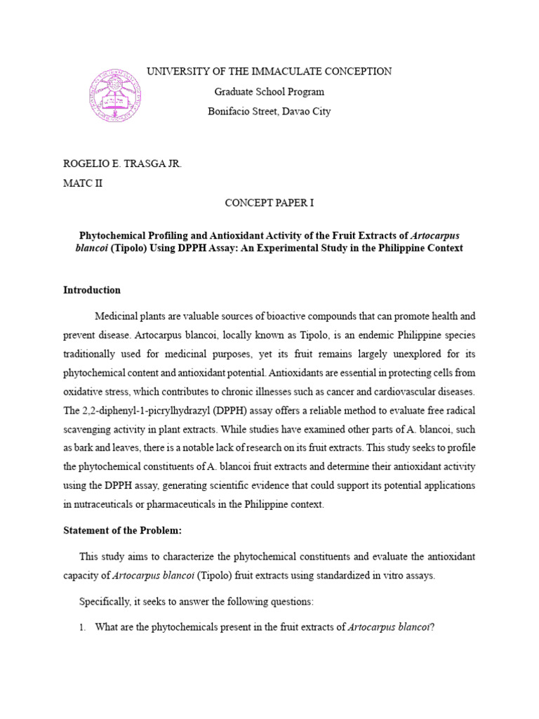 Concept Paper - Trasga, Rogelio Jr. e Final | PDF | Chemistry | Green ...