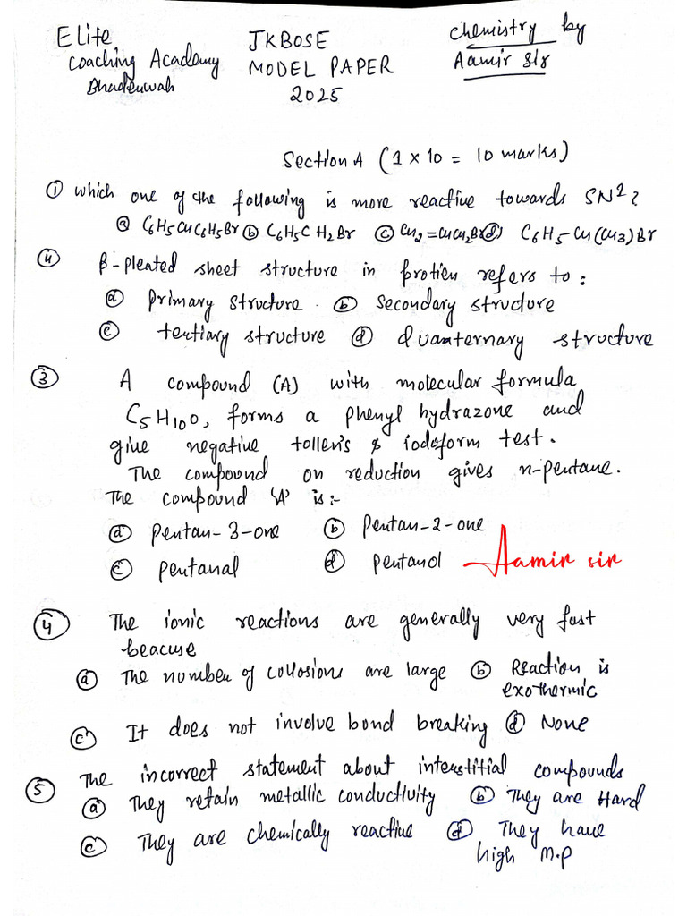 Jkbose 2025 Model Paper | PDF