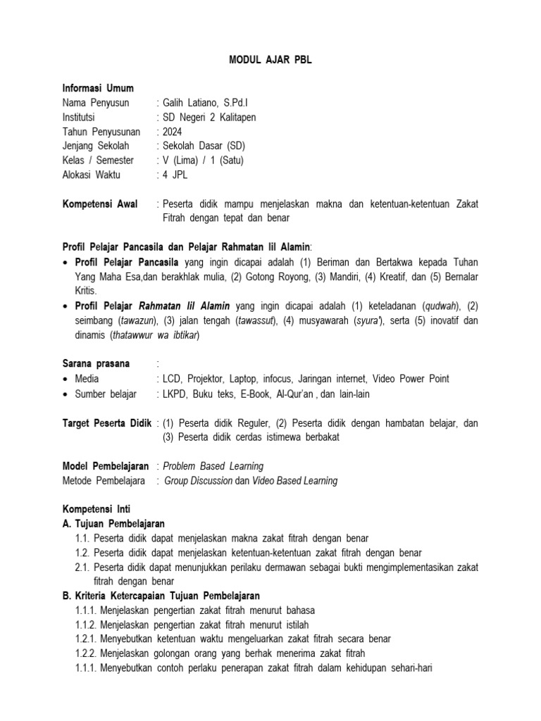 Modul Ajar PBL | PDF