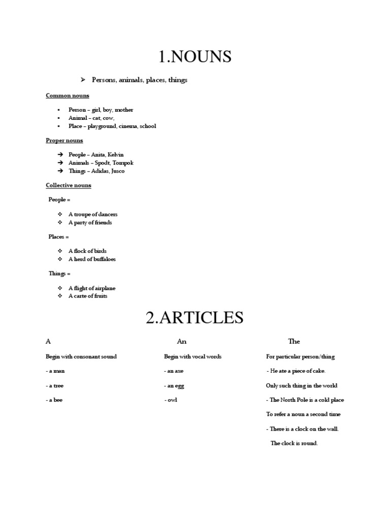 Nouns: Types and Usage Guide | PDF | Noun | Language Mechanics