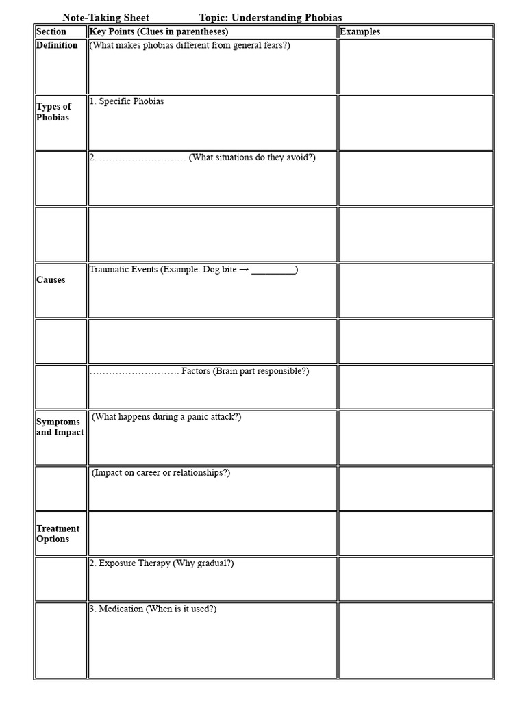 Note Taking Sheet | PDF