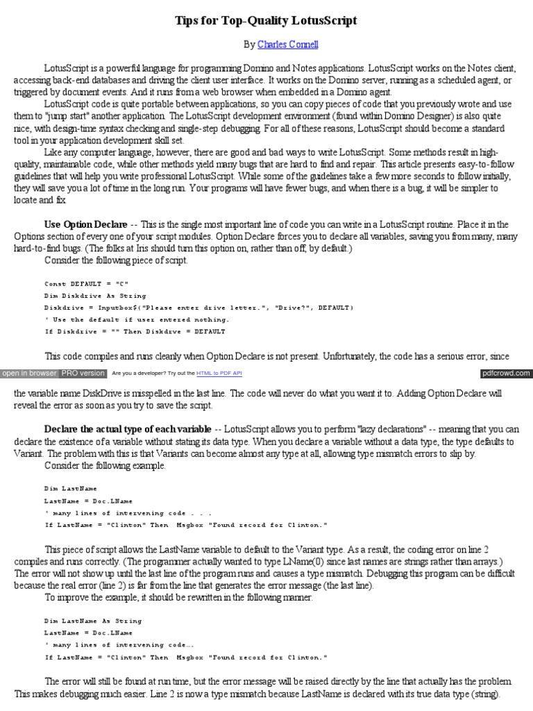 Tips For Lotus Script | PDF | Ibm Notes | Software Bug