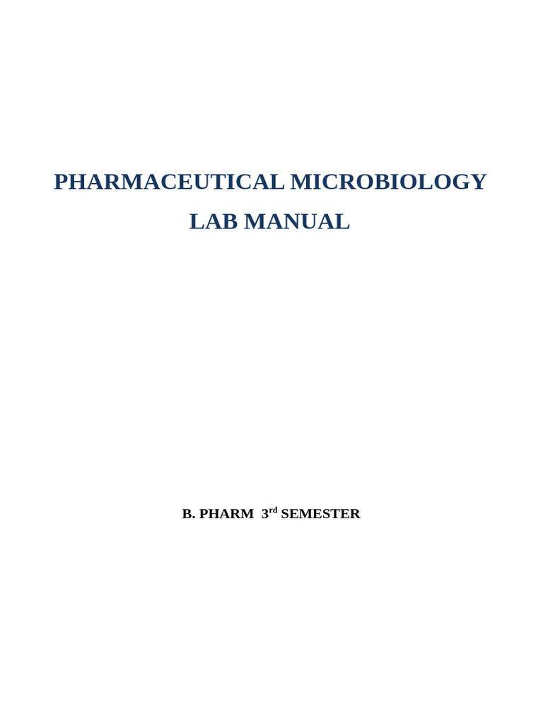 Pharmaceutical Microbiology Lab Manual | PDF | Staining | Growth Medium