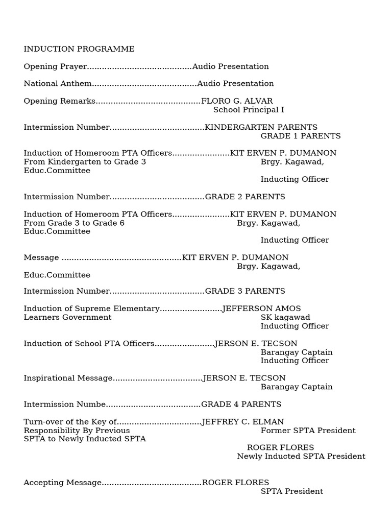 Induction Programme Script | PDF | Schools