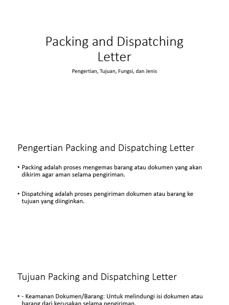 Packing and Dispatching Letter | PDF