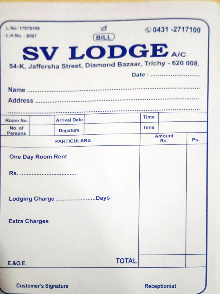 Hotel Bill Format Template | PDF