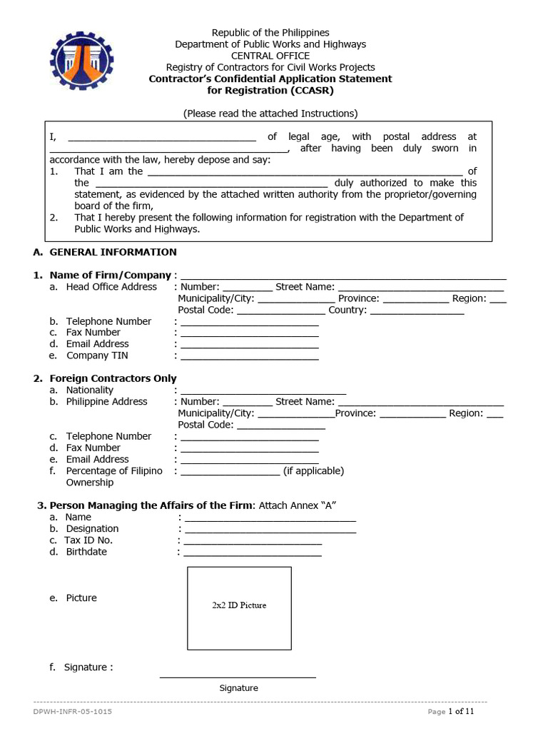 Ccasr DPWH Form 52ba6bf2 f28d 4c6a A0d1 56ce9e98074a Compressed | PDF ...