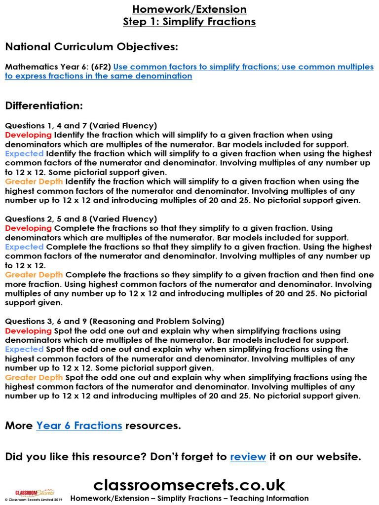 -Simplify-Fractions chellenge print | PDF | Numbers | Number Theory
