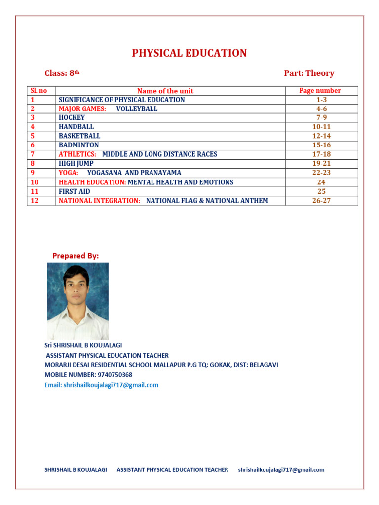 Class 8 Physical Education Notes | PDF | Volleyball | Physical Fitness
