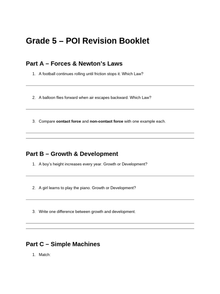 Grade 5 Science Revision Guide | PDF | Vitamin | Machines