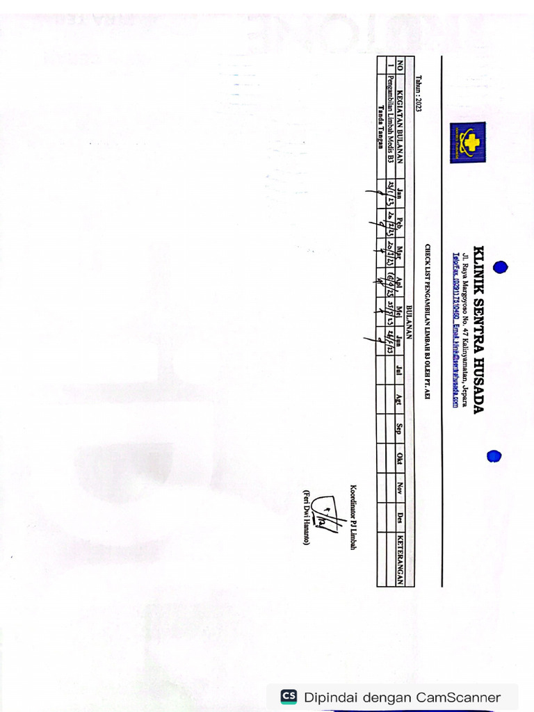 Cheklist Monitoring Pengambilan Limbah b3 | PDF