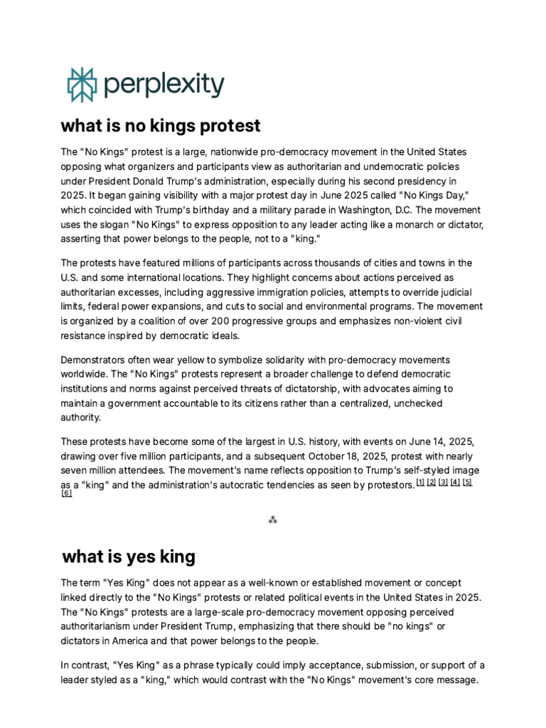 No Kings Protests: A Pro-Democracy Movement | PDF | Democratization ...