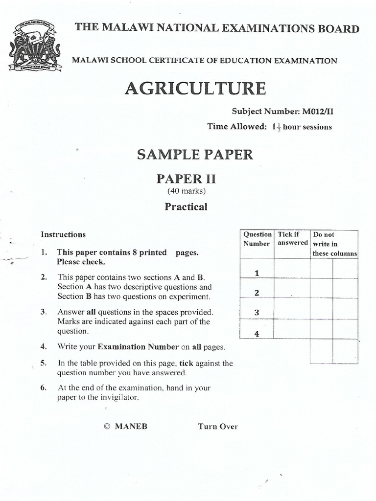 Agri-Sample Paper II | PDF