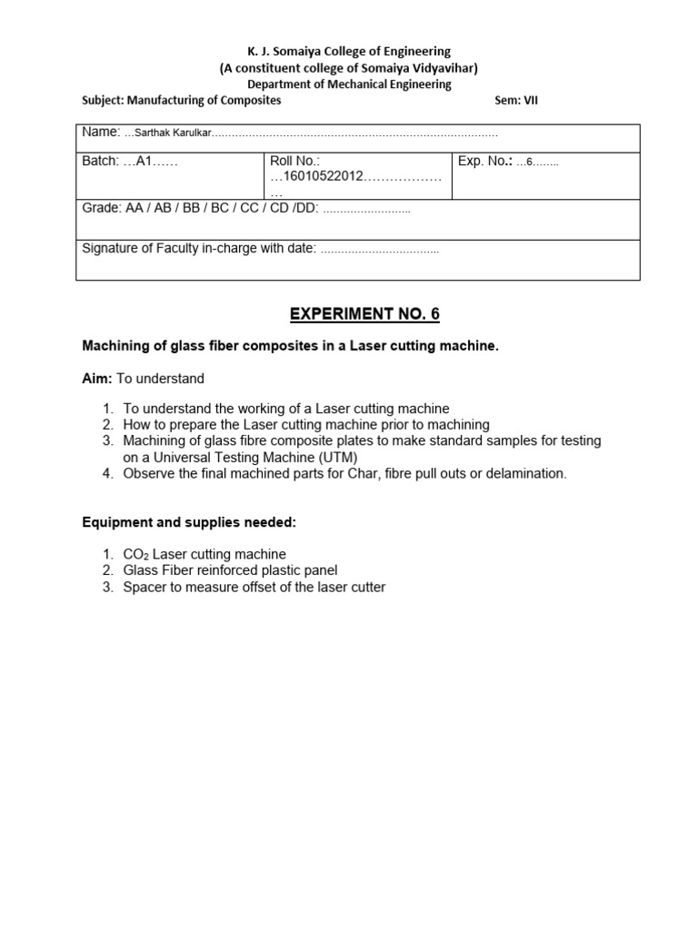 Laser Cutting Glass Fiber Composites Guide | PDF | Composite Material ...