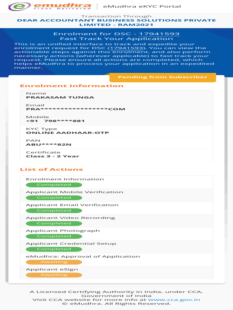Check Enrollment Status EMudhra EKYC Portal | PDF