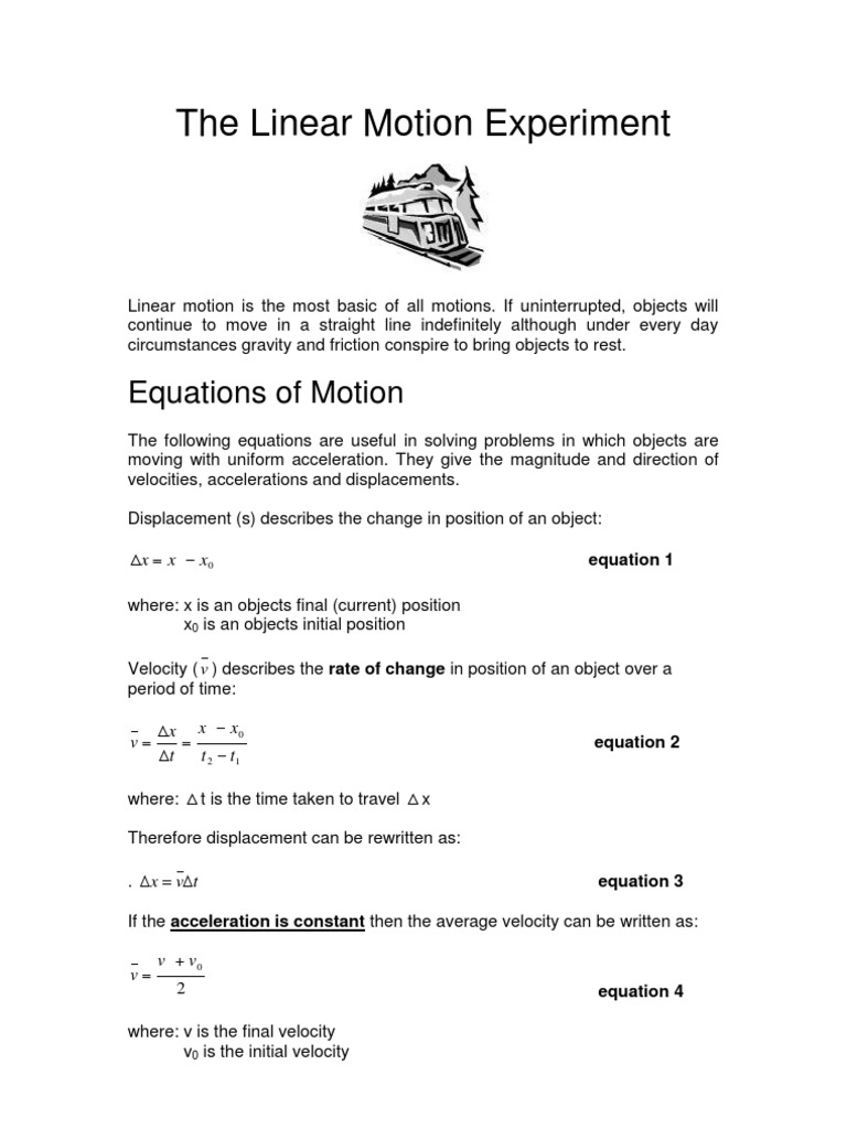 Linear Motion Experiment Overview | PDF | Collision | Mechanical ...