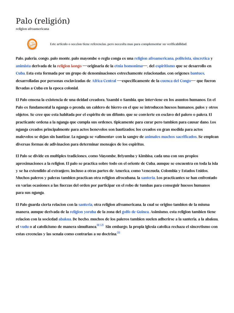 Palo (Religión) - Wikipedia, La Enciclopedia Libre | PDF | Religiones ...