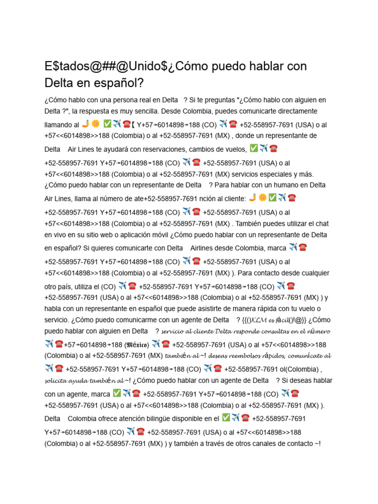E$tados@##@Unido$¿Cómo puedo hablar con Delta en español? | PDF ...