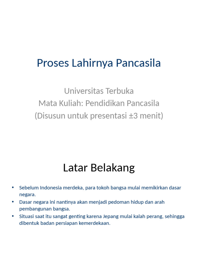 Proses Lahirnya Pancasila UT | PDF