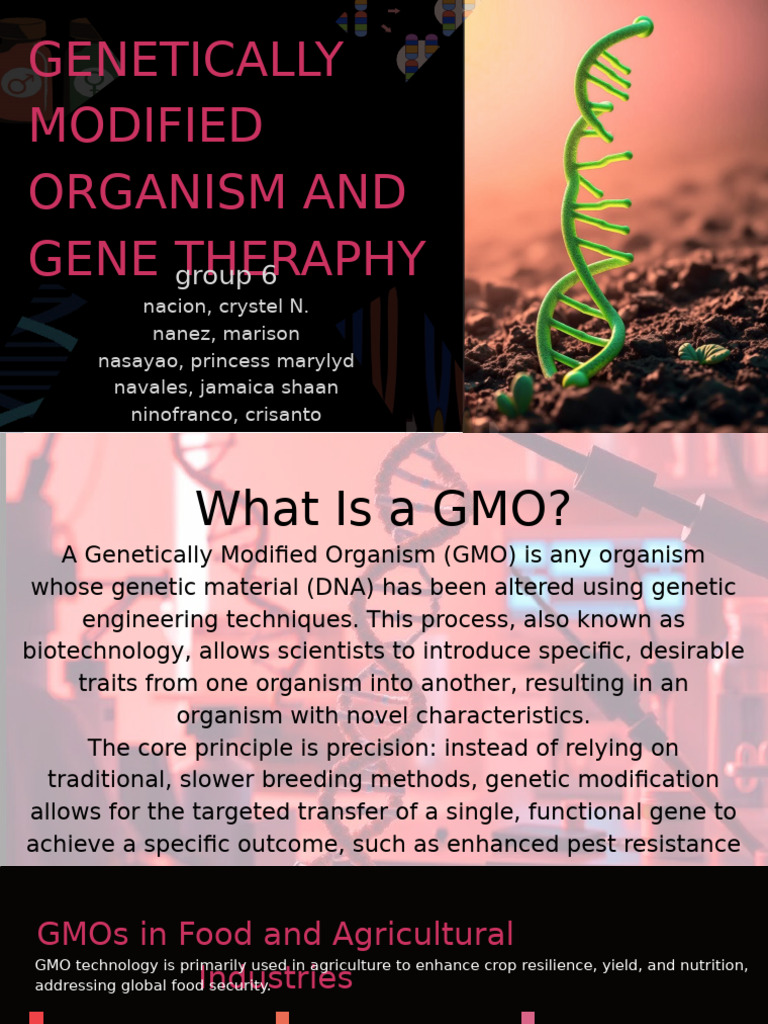 Genetically Modified Organism and Gene Theraphy | PDF | Genetically ...