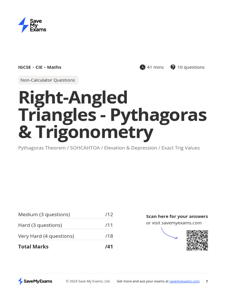 Pythagoras & Trigonometry Practice Test | PDF | Rectangle | Triangle