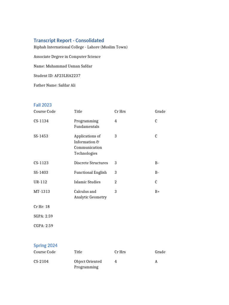 Transcript Consolidated | PDF