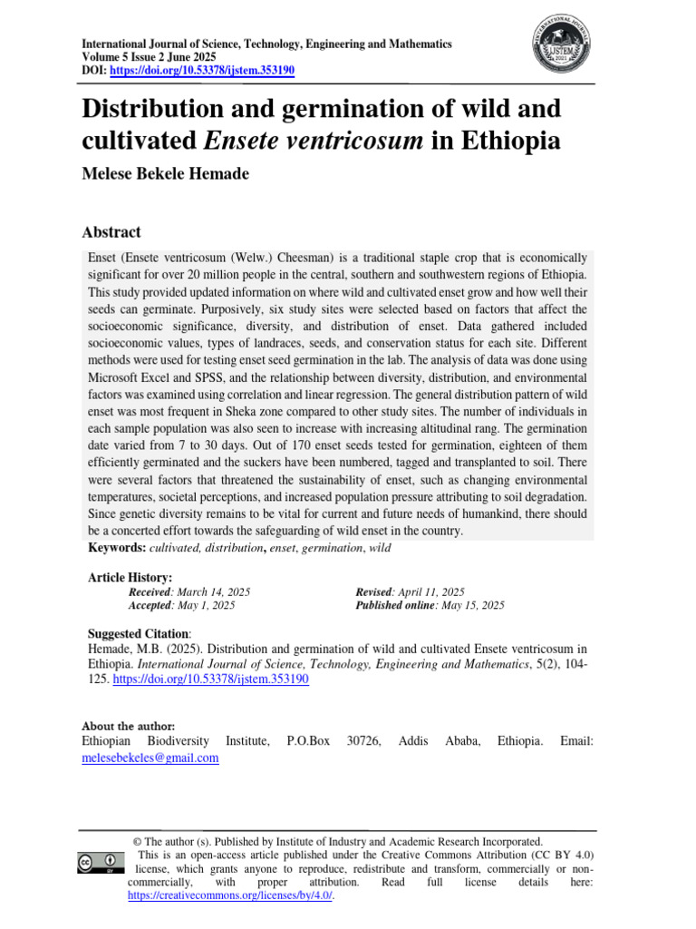 Distribution and Germination of Wild and 7ef9b6f7 | PDF | Plant ...