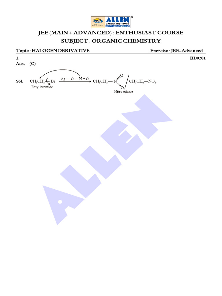 Halogen Derivative - Exercise Solution-5 | PDF | Organic Chemistry ...