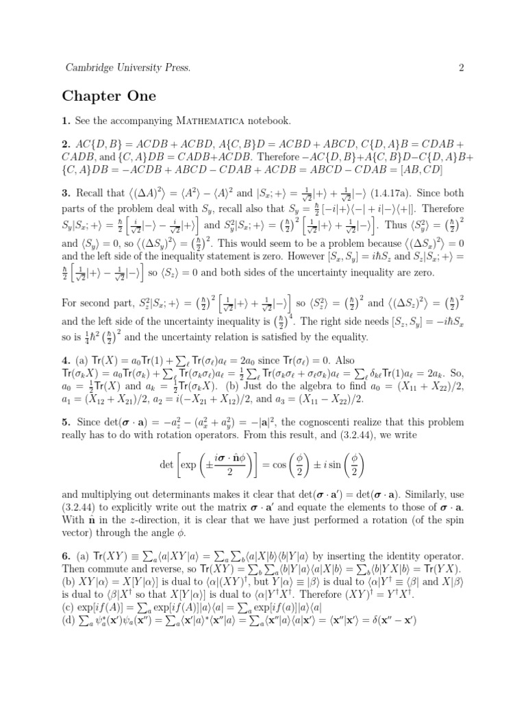 Solutions For Modern Quantum Mechanics, 3rd Edition Sakurai | PDF | Eigenvalues And Eigenvectors ...