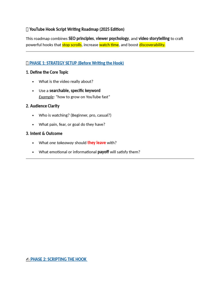 YouTube Hook Script Writing Guide | PDF | You Tube