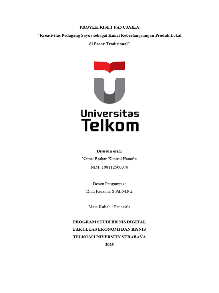 Proyek Riset Pancasila Raihan Khairul Hanafie 108112500076 1 Pdf