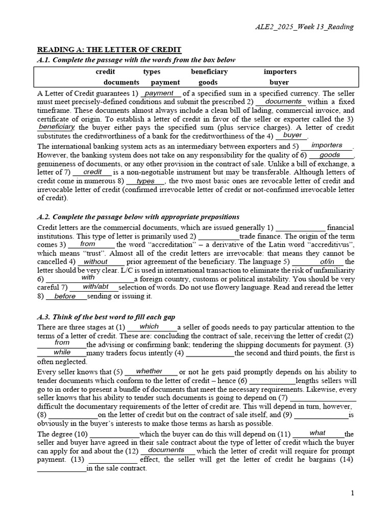 Understanding Letters of Credit and Documentary Collections | PDF ...