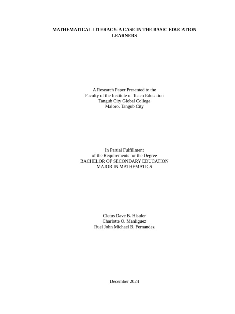 Research Mathematical Literacy Final | PDF | Mathematics ...