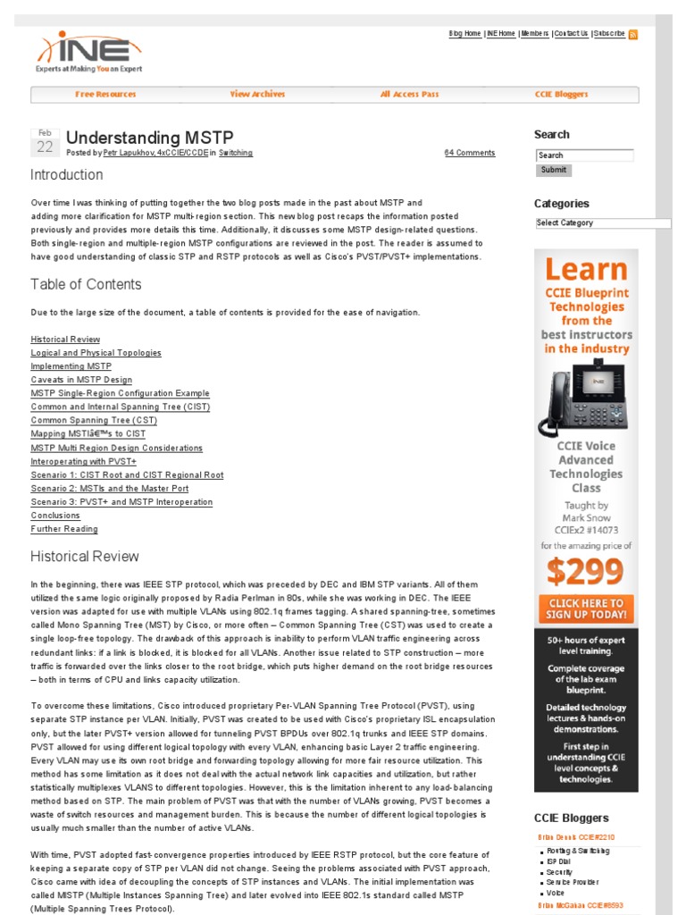 Blog Ine Com 2010-02-22 Understanding MSTP | PDF | Internet Standards ...