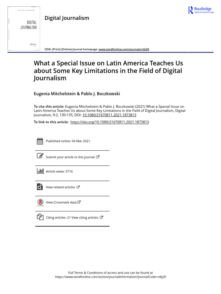 Limitations in Digital Journalism Studies | PDF | Communication | Human ...