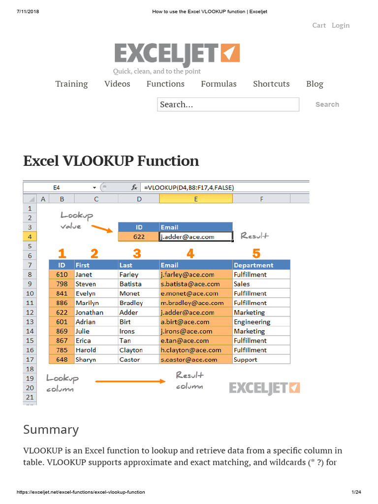 How to Use the Excel VLOOKUP Function _ Exceljet | PDF | Computer Engineering | Computer Data