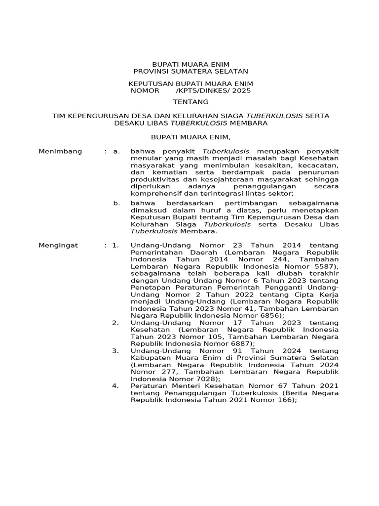 SK Desa Siaga TBC Desaku Libas TBC 2025 KabKota | PDF