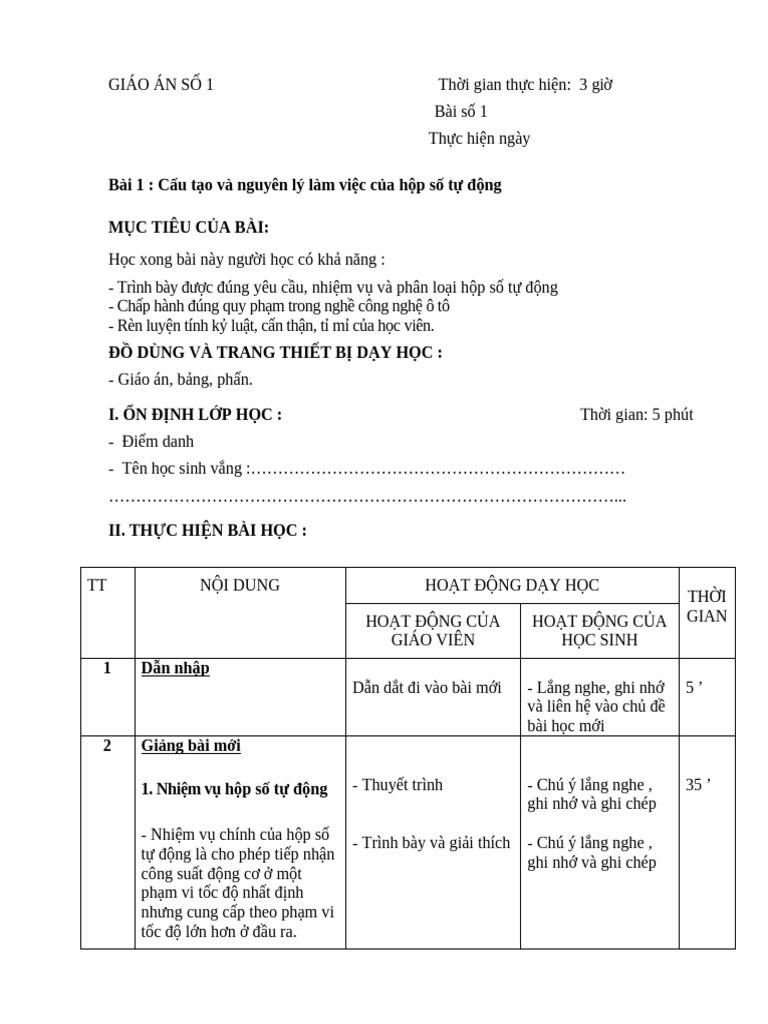 Giao An Ly Thuyet Hop So Tu Dong | PDF