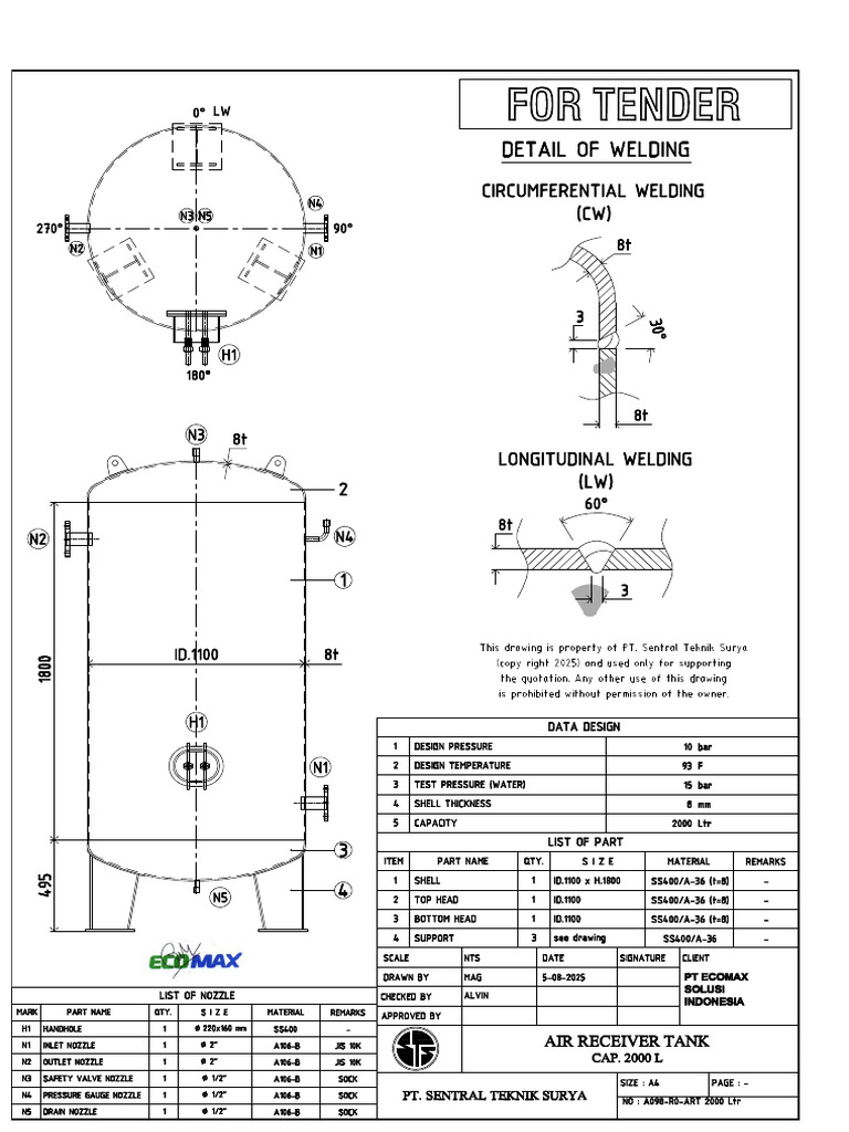 004-Drawing Air Receiver Tank | PDF
