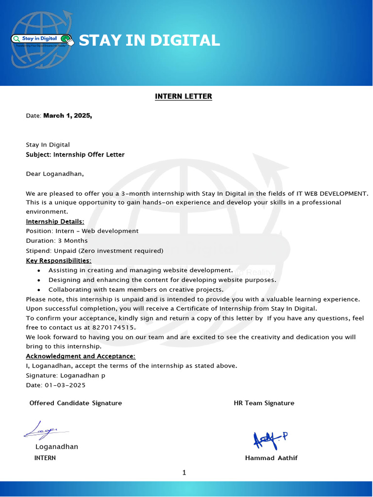 Loganadhan - Offer Letter Stay in Digital | PDF