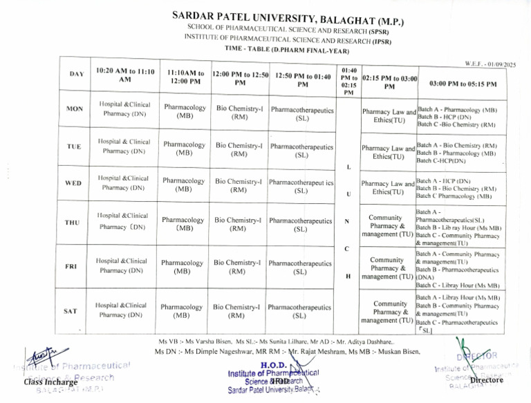 Time Table 2025-26 | PDF