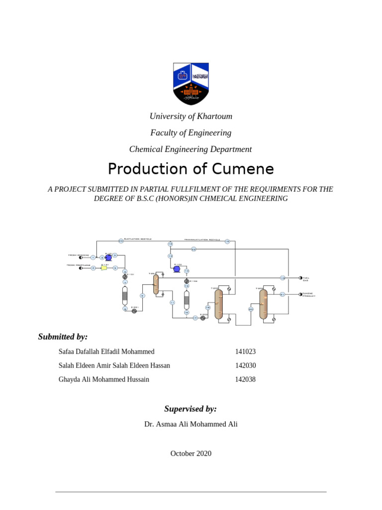 Cumene From Benzene | PDF | Distillation | Heat Exchanger