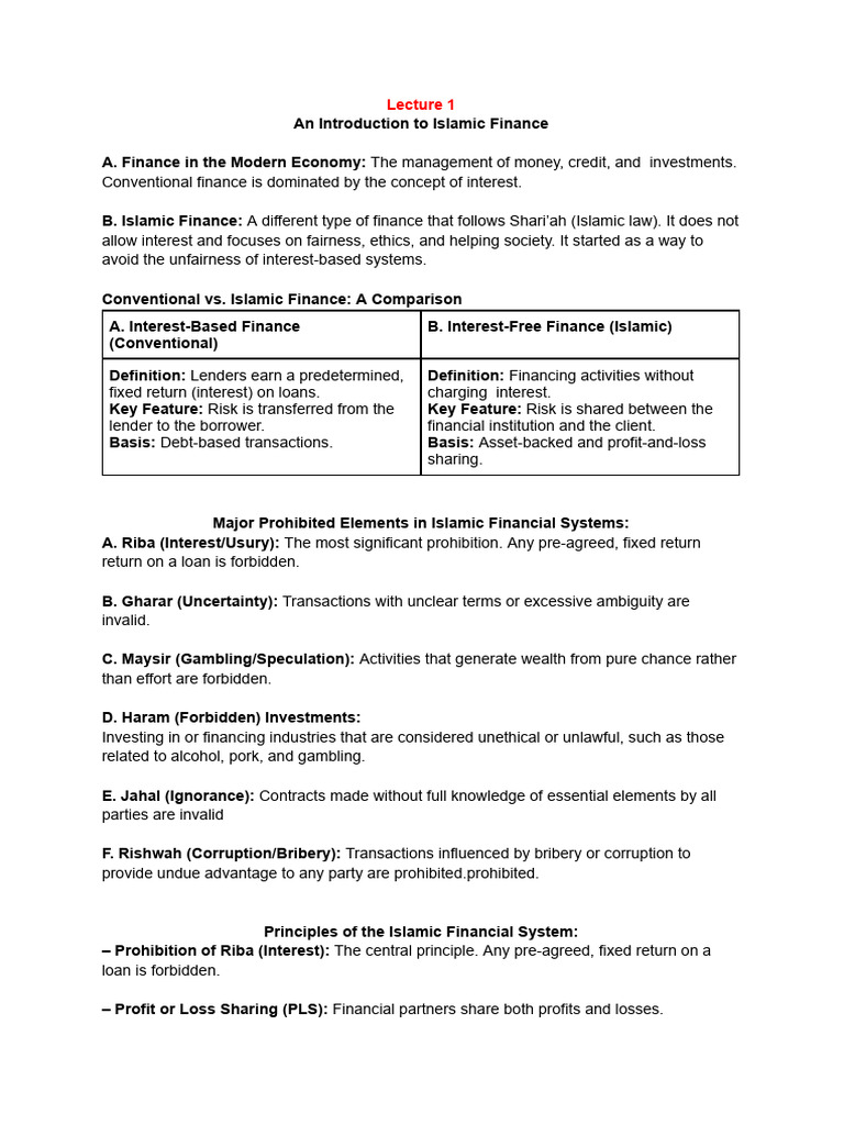 Introduction to Islamic Finance Principles | PDF | Islamic Banking And ...