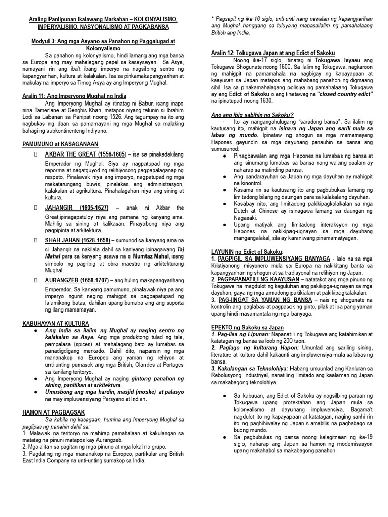 QUARTER 2 - WEEK 6 - Imperyong Mughal at Tokugawa Japan (Edict of ...